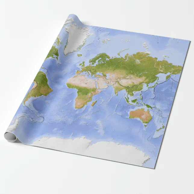 World Mercator Map Wrapping Paper | Zazzle