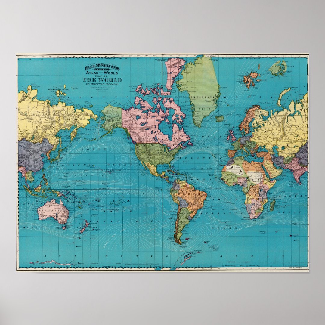 World, Mercator's Projection Poster | Zazzle