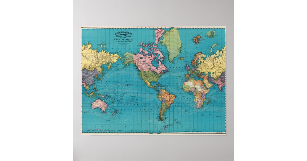 World, Mercator's Projection Poster | Zazzle