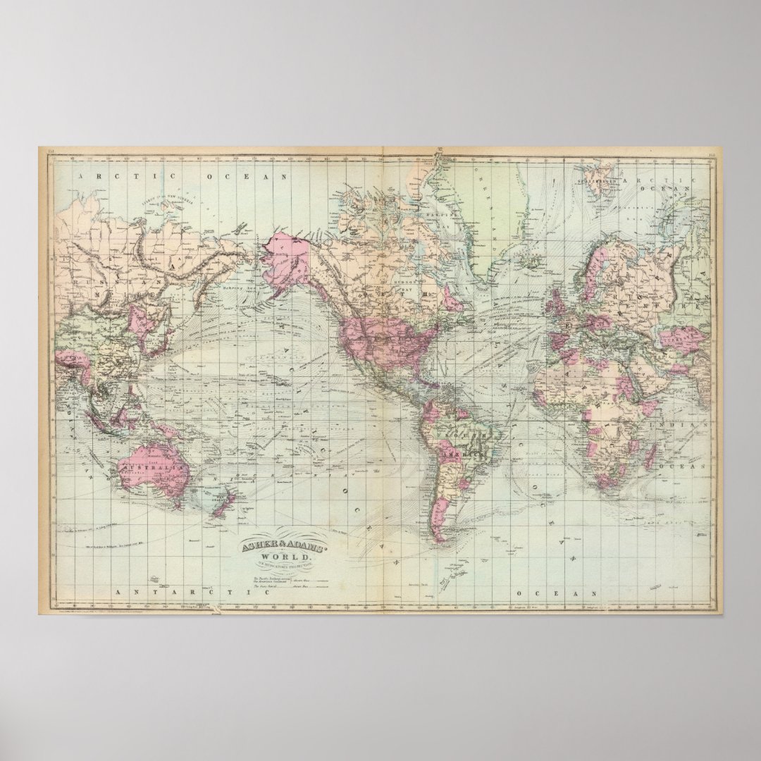 World, Mercator's projection Poster | Zazzle