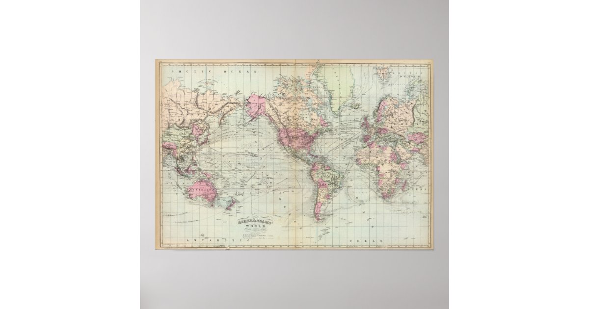 World, Mercator's projection Poster | Zazzle