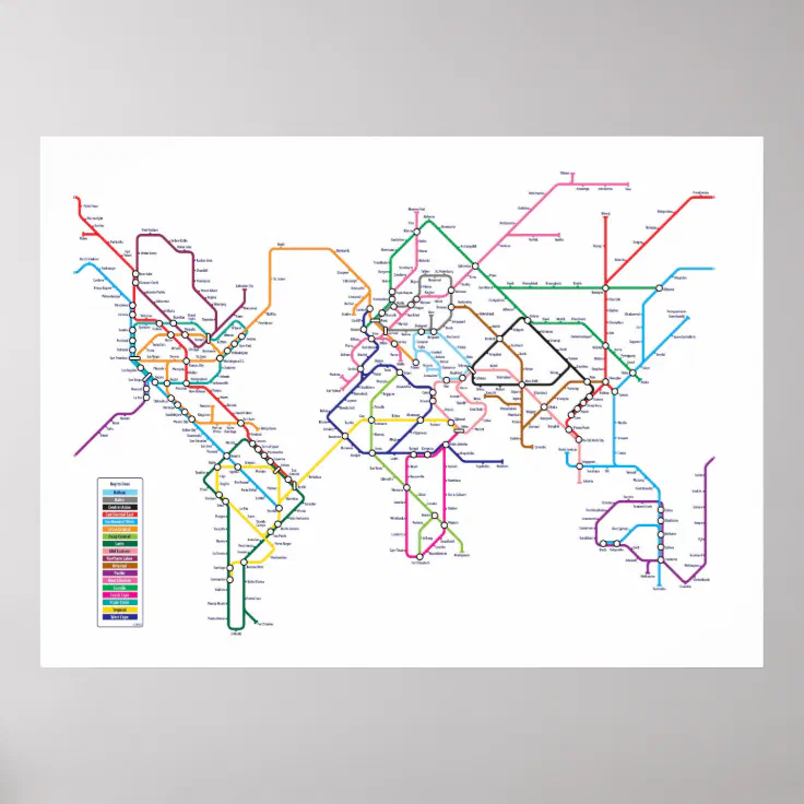 World Metro Map Poster | Zazzle