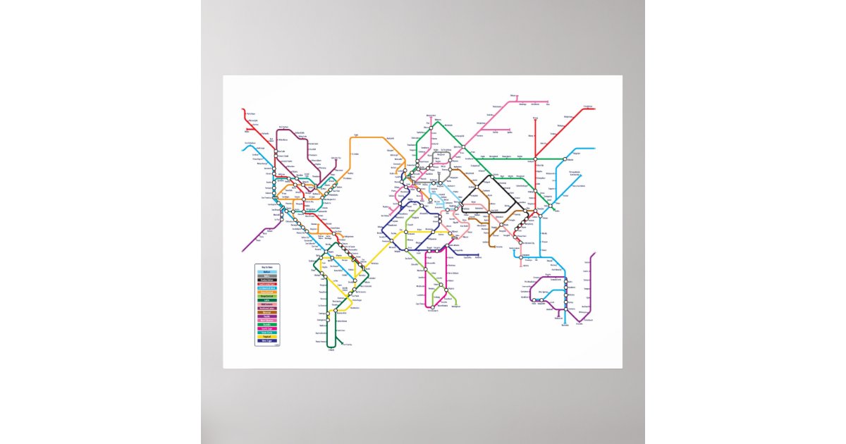 World Metro Subway Map Poster | Zazzle