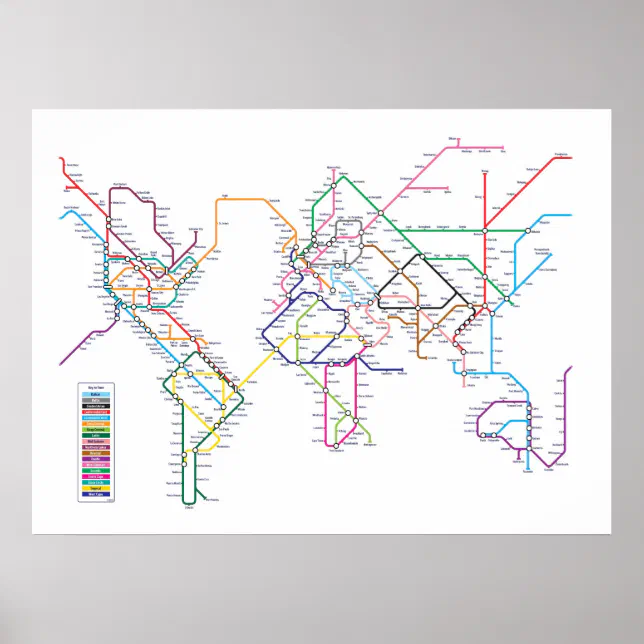 World Metro Subway Map Poster | Zazzle