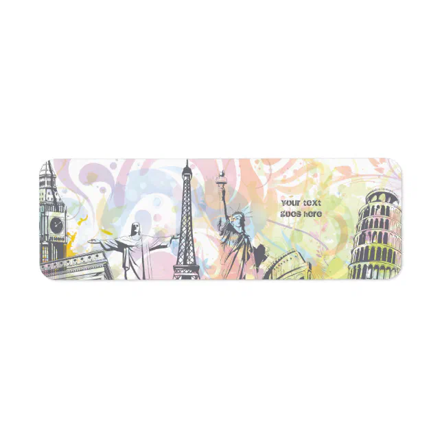 World monuments custom label | Zazzle