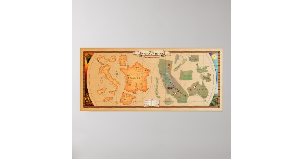World of Wine Map Poster Print | Zazzle