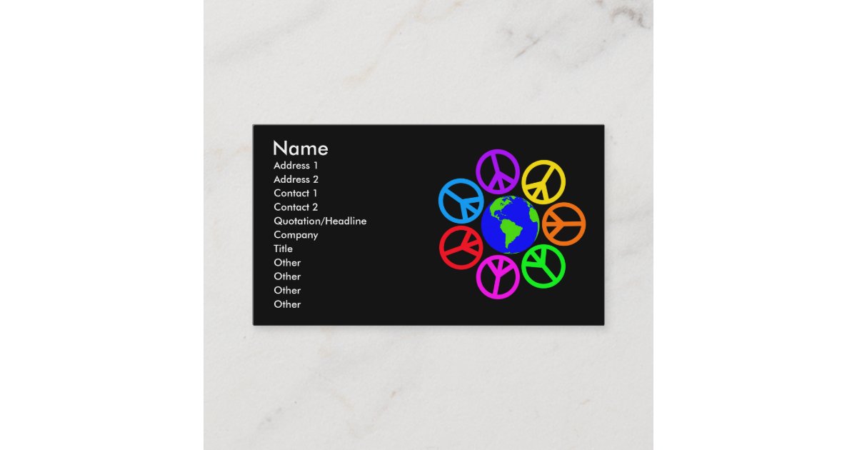 WORLD PEACE BUSINESS CARDS | Zazzle