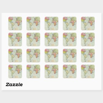 World political Map Square Sticker | Zazzle