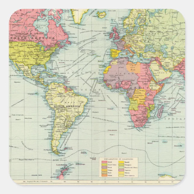 World political Map Square Sticker | Zazzle