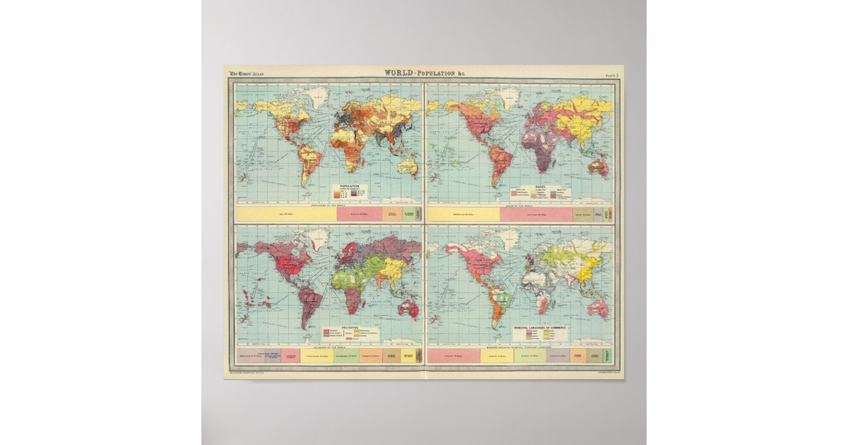 World population Map Poster | Zazzle