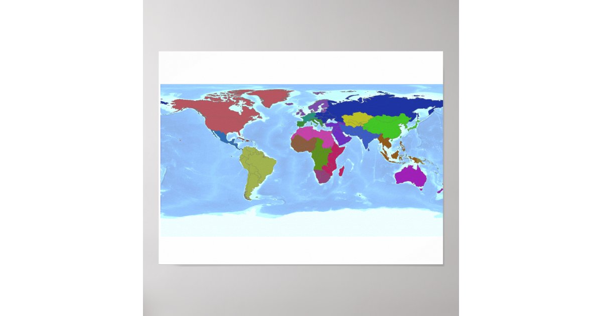 World Regions Map Poster | Zazzle