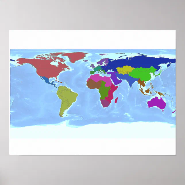 World Regions Map Poster | Zazzle