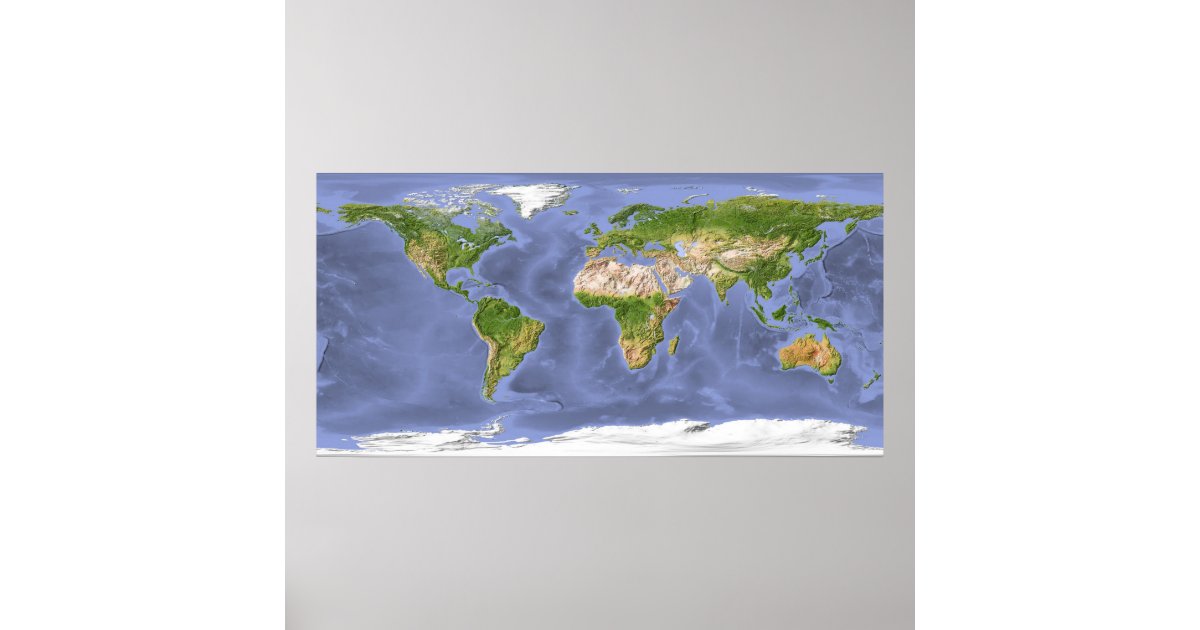 World Relief Map Poster | Zazzle