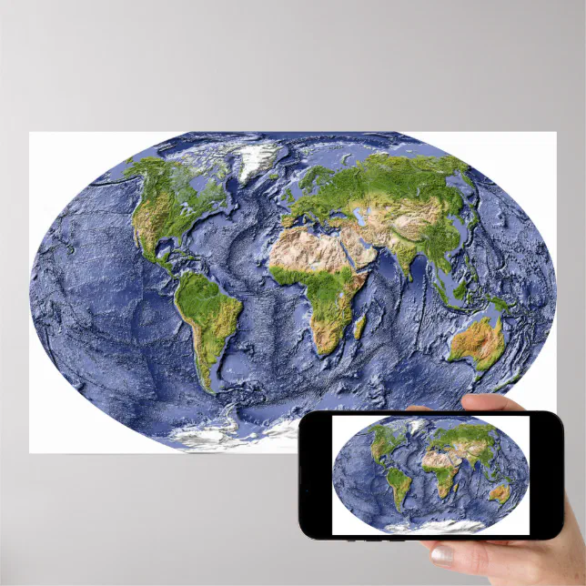 World Relief Map Poster | Zazzle