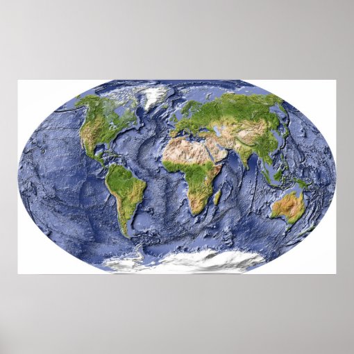 World Relief Map Poster | Zazzle