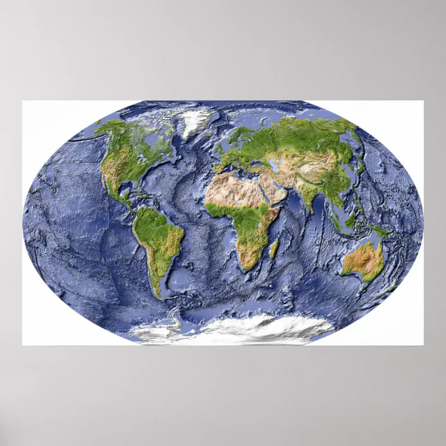 World Relief Map Poster | Zazzle