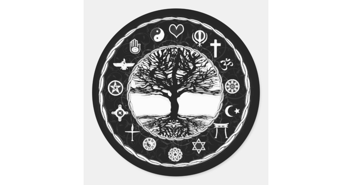 World Religions Peace Tree of Life Classic Round Sticker | Zazzle