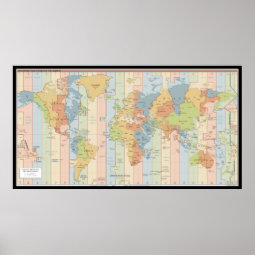 World Time Zone Map Poster | Zazzle