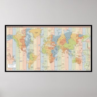 World Time Zone Map Poster | Zazzle