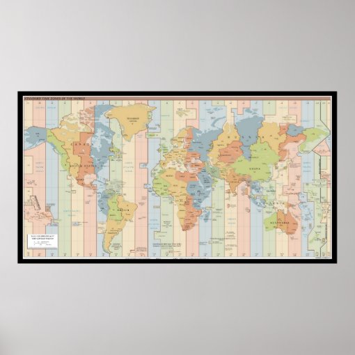 World Time Zone Map Poster | Zazzle