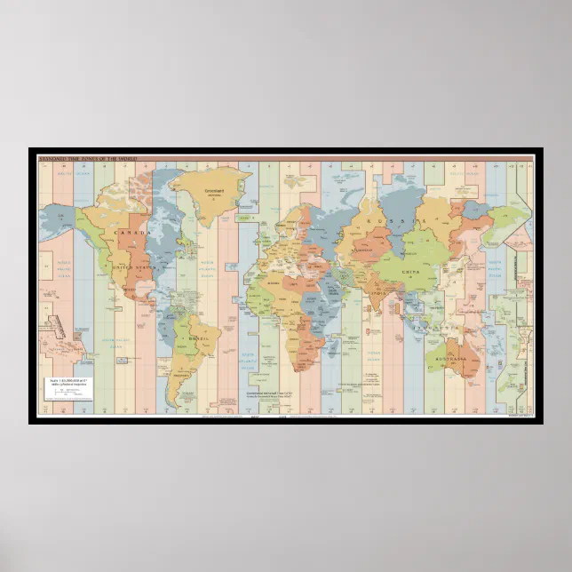 World Time Zone Map Poster | Zazzle