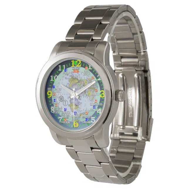 World Time Zones Cities Travel Wrist Watch | Zazzle