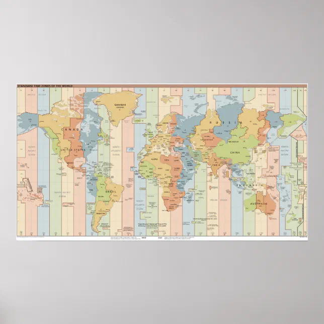 World Time Zones Map Poster | Zazzle