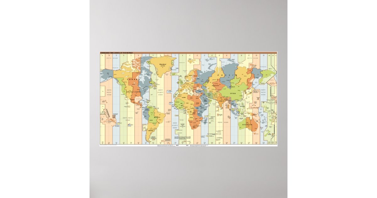 World Time Zones Poster | Zazzle