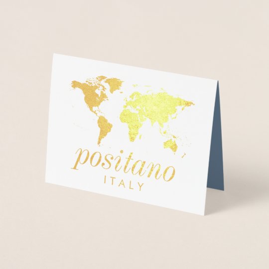 World Travel Map Table Name Cards REAL FOIL | Zazzle.com