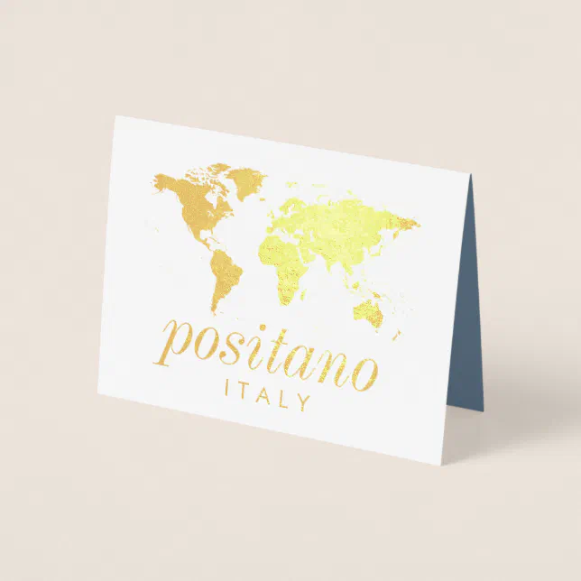 World Travel Map Table Name Cards REAL FOIL | Zazzle