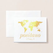 World Travel Map Table Name Cards REAL FOIL | Zazzle