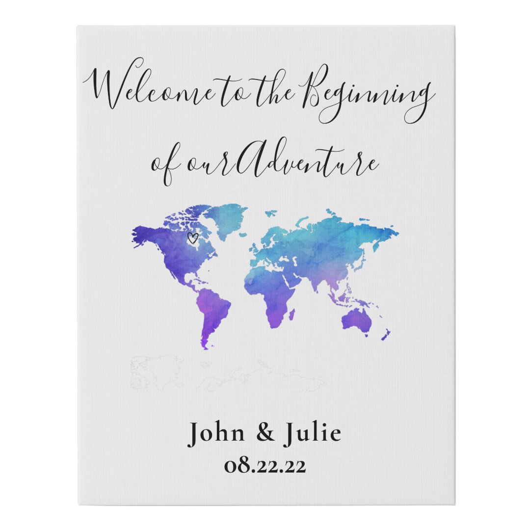 World Travel Map Wedding Welcome Sign | Zazzle
