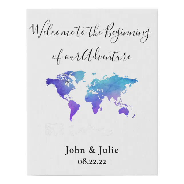 World Travel Map Wedding Welcome Sign | Zazzle