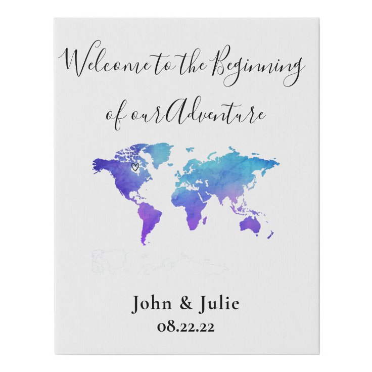 World Travel Map Wedding Welcome Sign | Zazzle