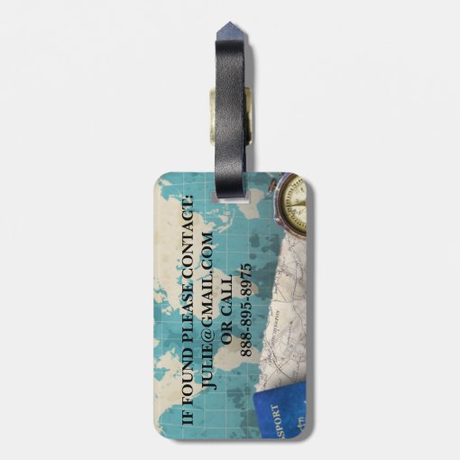 World Travel Papers, maps & Compass Luggage Tag | Zazzle