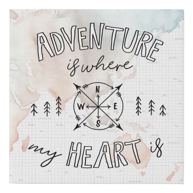 World Traveler | Adventure Is Where My Heart Is Faux Canvas Print | Zazzle