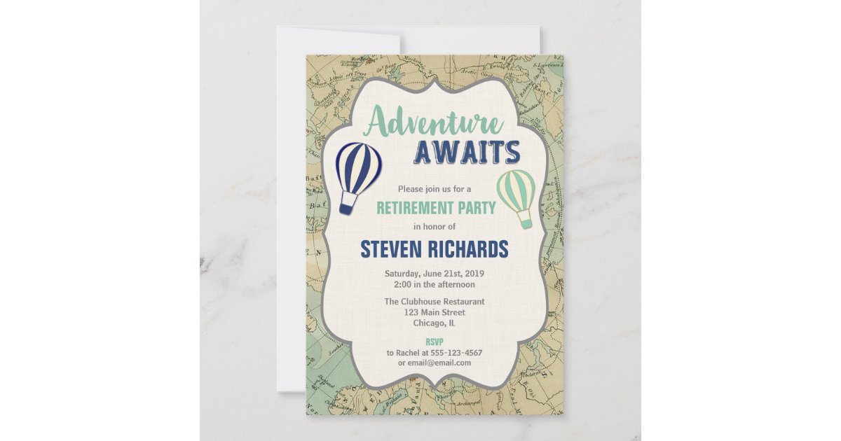 World traveler map adventure awaits retirement invitation | Zazzle