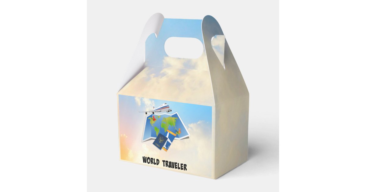 World Traveler, plane ticket and passport Favor Boxes | Zazzle