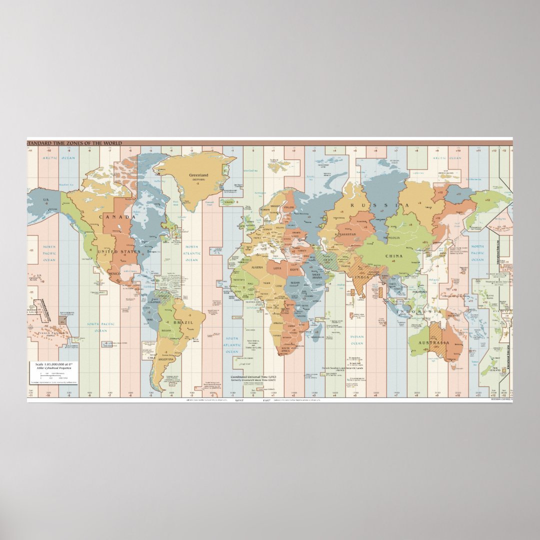 World Traveler Time Zones of Europe and Africa Poster | Zazzle