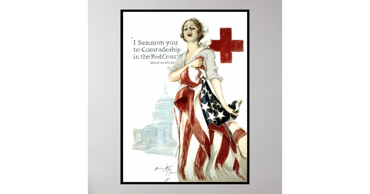 WORLD WAR 1 RED CROSS POSTER 1918 | Zazzle
