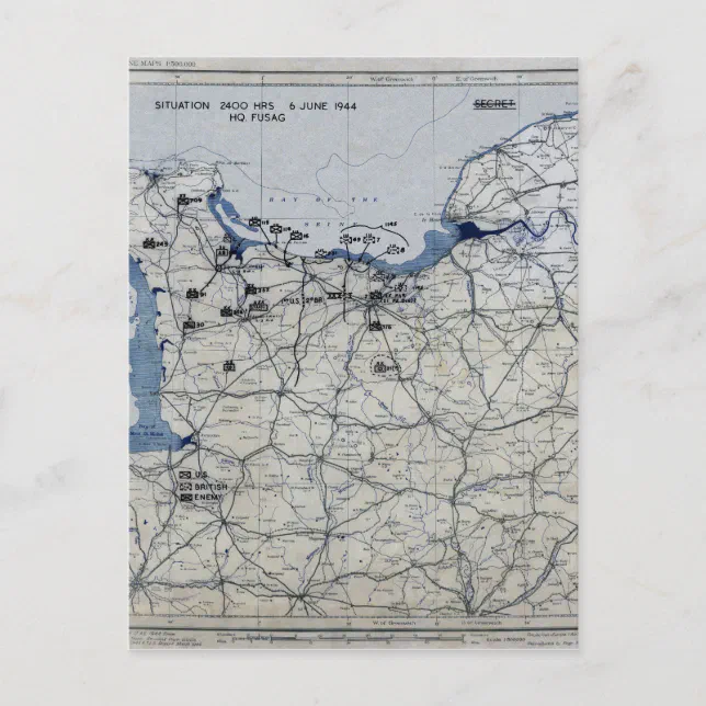 World War II D-Day Map June 6, 1944 Postcard | Zazzle