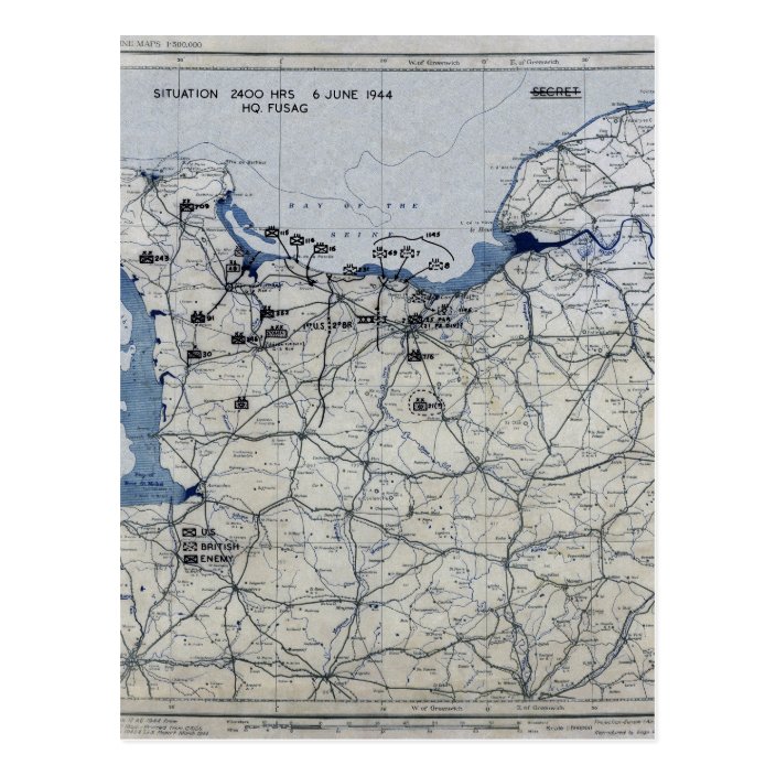 World War II D-Day Map June 6, 1944 Postcard | Zazzle.com
