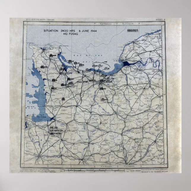 World War II D-Day Map June 6, 1944 Poster | Zazzle
