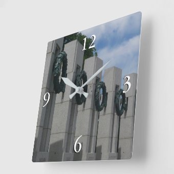 World War II Memorial Wreaths I Square Wall Clock | Zazzle