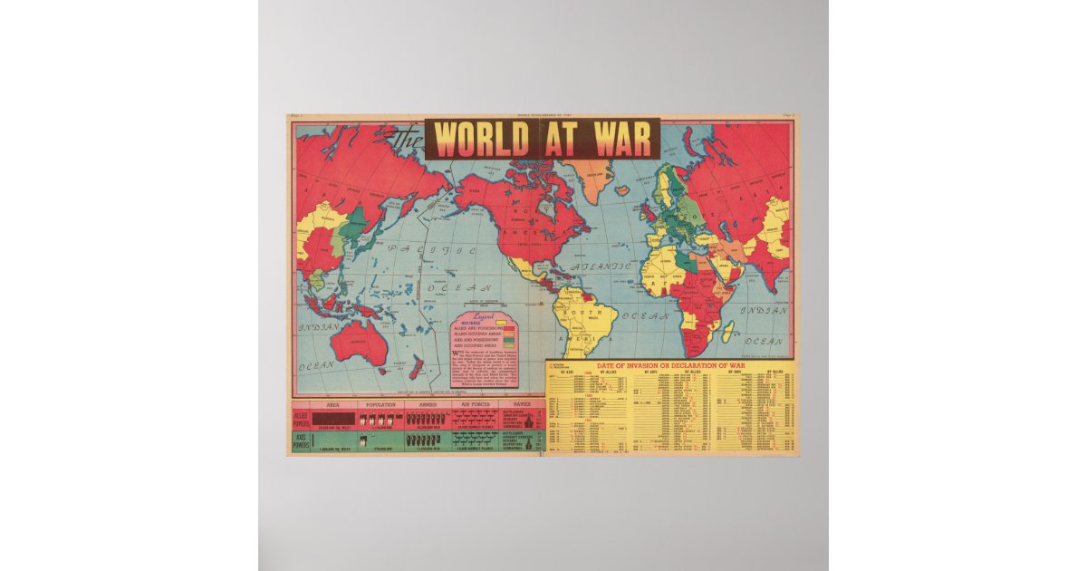 World War Two Map Poster | Zazzle