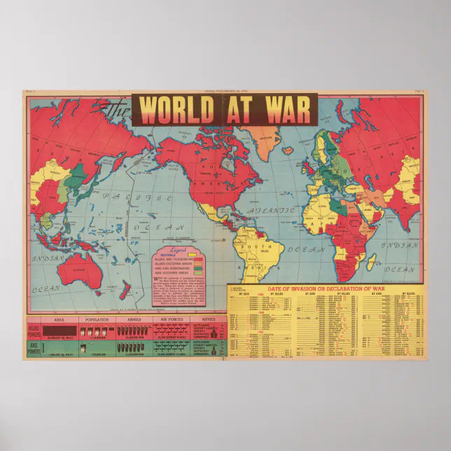 World War Two Map Poster | Zazzle