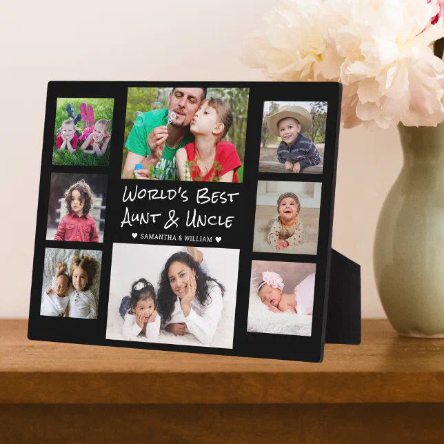World's Best Aunt And Uncle 8 Photo Collage Black Plaque | Zazzle
