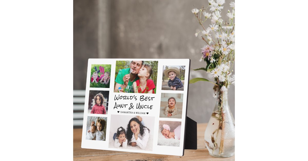 World's Best Aunt And Uncle 8 Photo Collage White Plaque | Zazzle