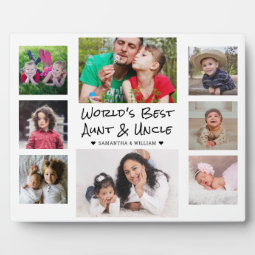 World's Best Aunt And Uncle 8 Photo Collage White Plaque | Zazzle