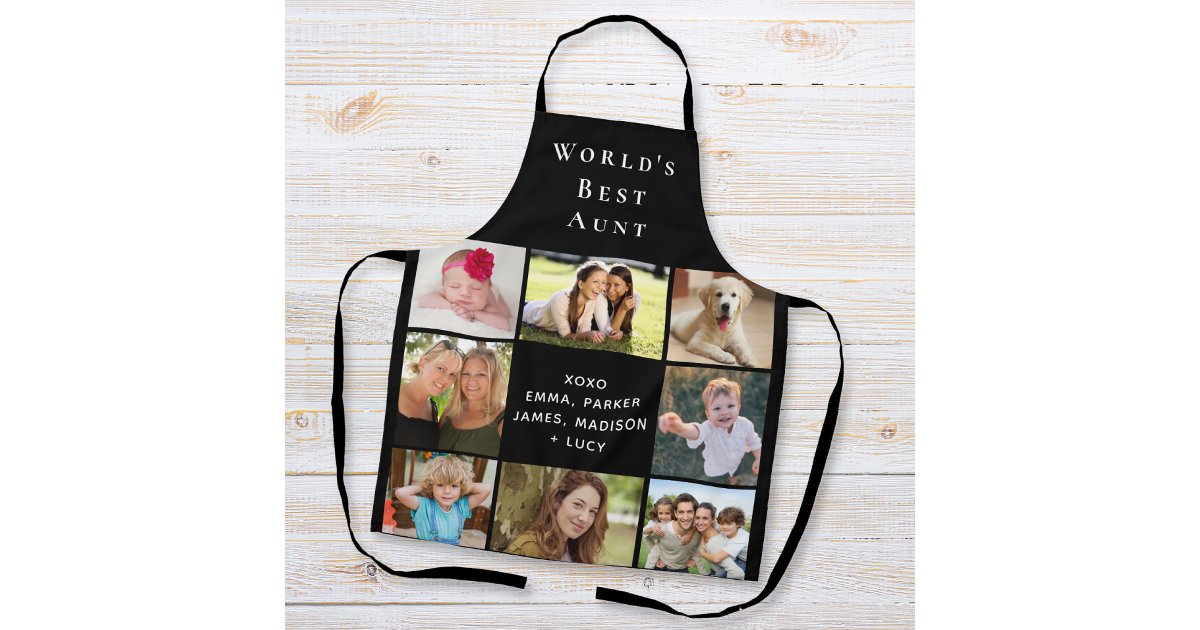 World's Best Aunt Photo Collage Black Apron | Zazzle